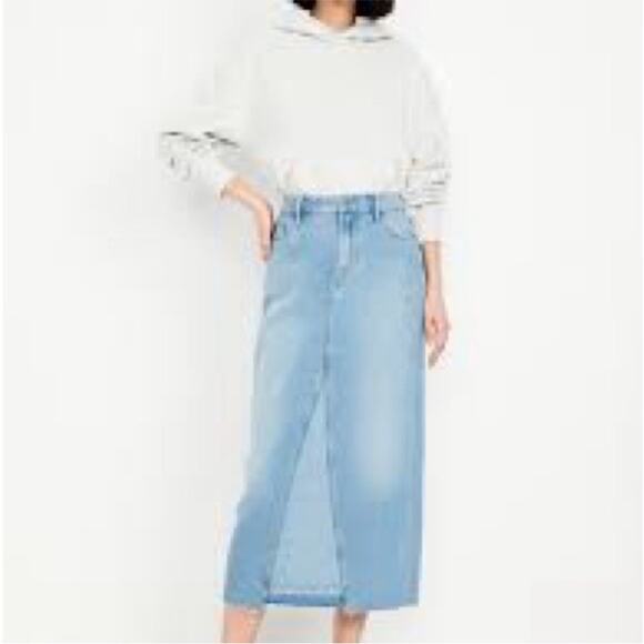 Old Navy | Skirts | Old Navy Light Wash Craft Midrise Jean Maxi Skirt ...